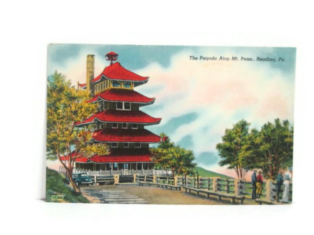 Vintage Reading Pennsylvania Linen Postcard the Pagoda Atop Mt. Penn ...