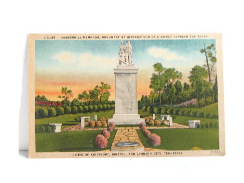 Vintage Tennessee Linen Postcard Massengill Memorial Monument Between ...