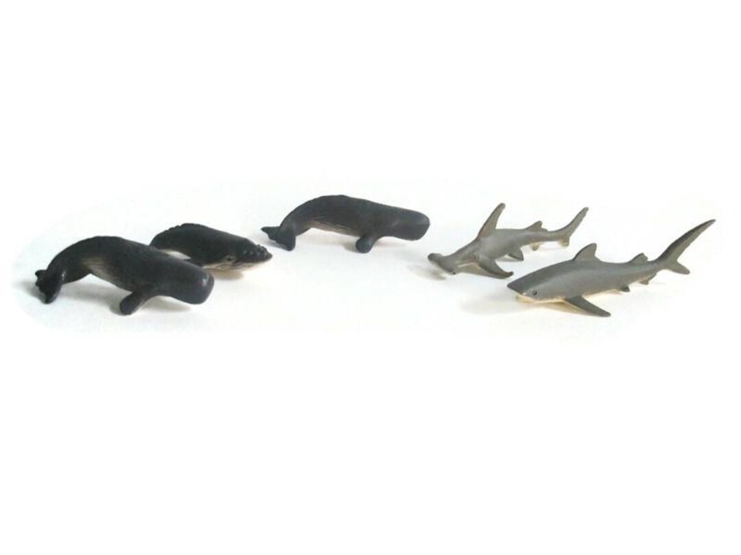 5 Safari Ltd Tiny Miniature Figures, Hammerhead and Mako Sharks ...