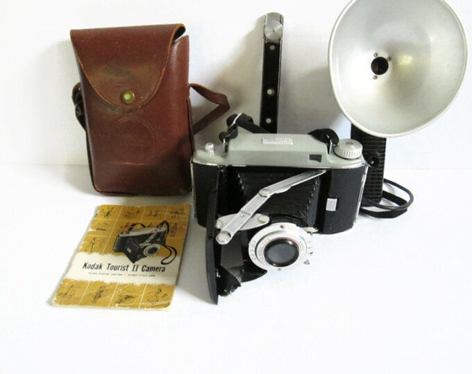 Vintage Kodak Tourist II Camera, Flash Kodon Shutter, Original Leather ...