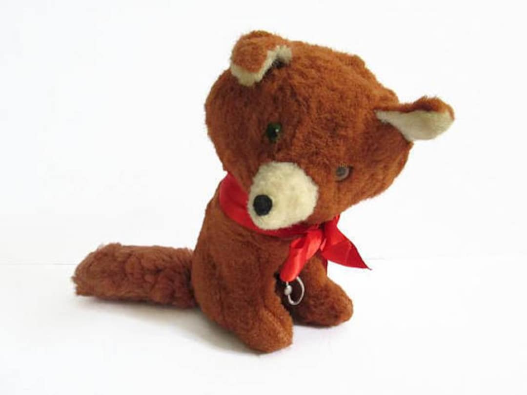 Vintage Musical Stuffed Animal, 1950's Wind up Toy, RARE Rust Colored ...