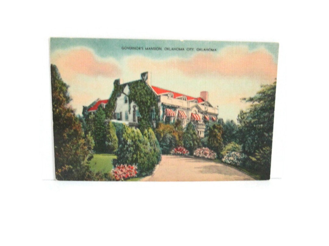 Vintage Linen Postcard Governor's Mansion Oklahoma City Oklahoma - Etsy