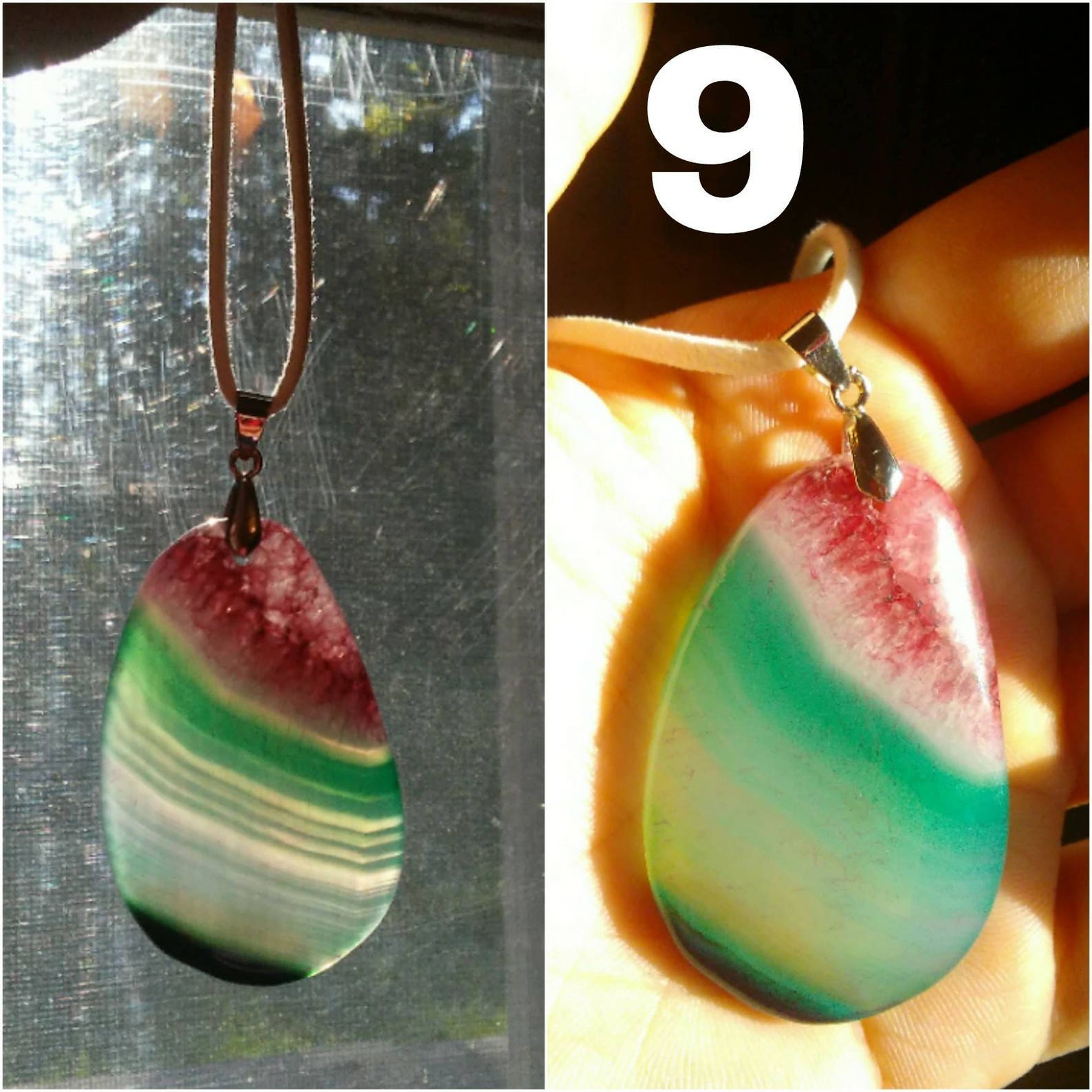 Gorgeous Watermelon Agate Geode Crystal Pendant Necklace. 10 Different ...