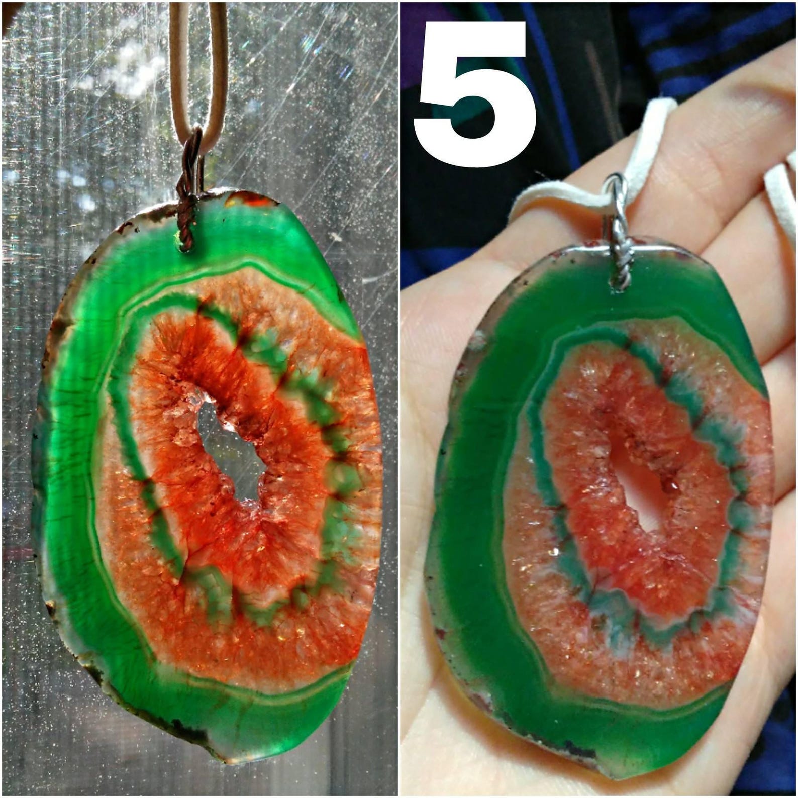 Gorgeous Watermelon Agate Geode Crystal Pendant Necklace. 7 | Etsy