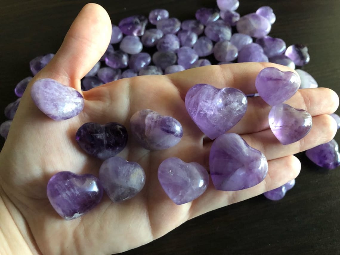 AMETHYST HEART Pocket Stone // Soothe // Rocks // Minerals - Etsy