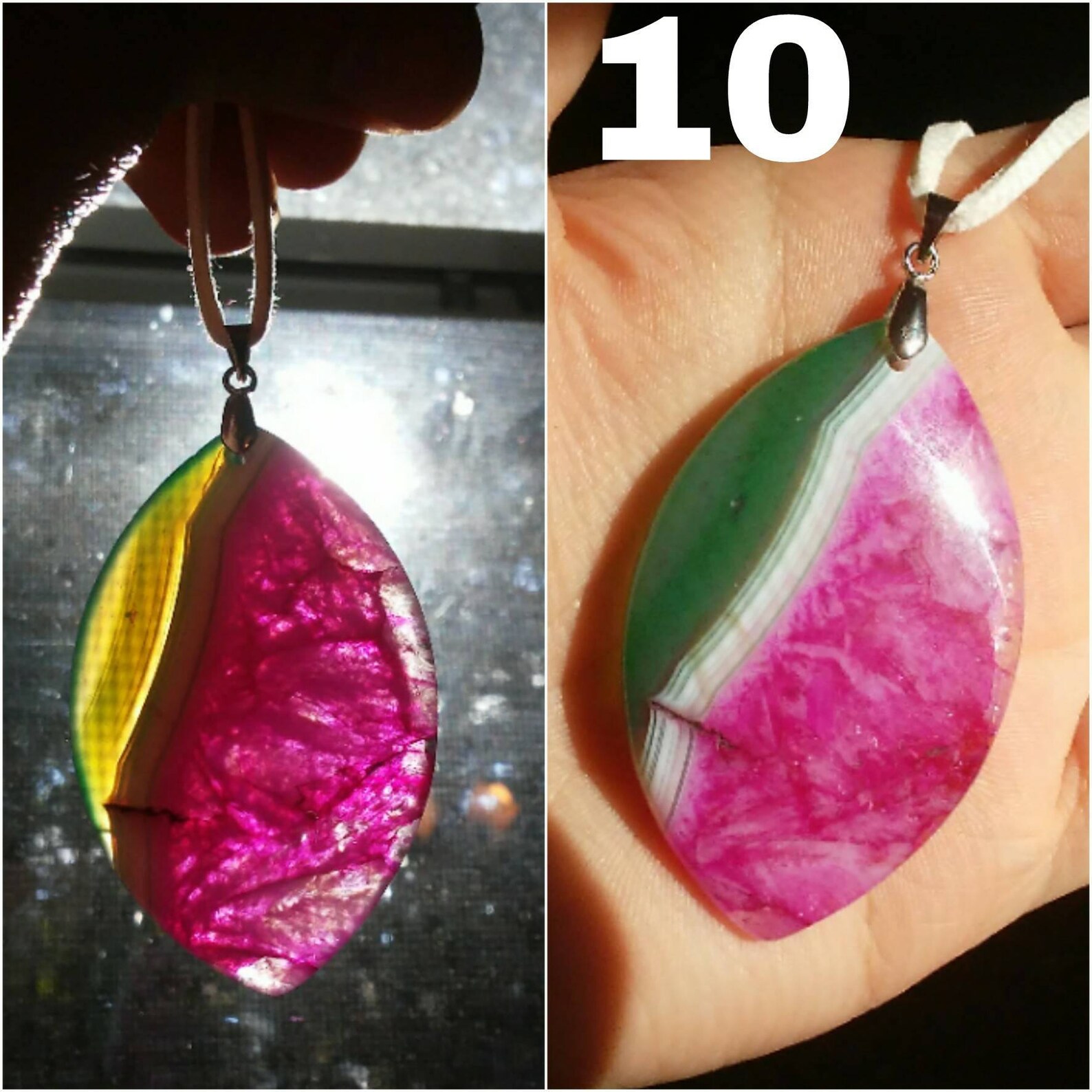 Gorgeous Watermelon Agate Geode Crystal Pendant Necklace. 10 Different ...
