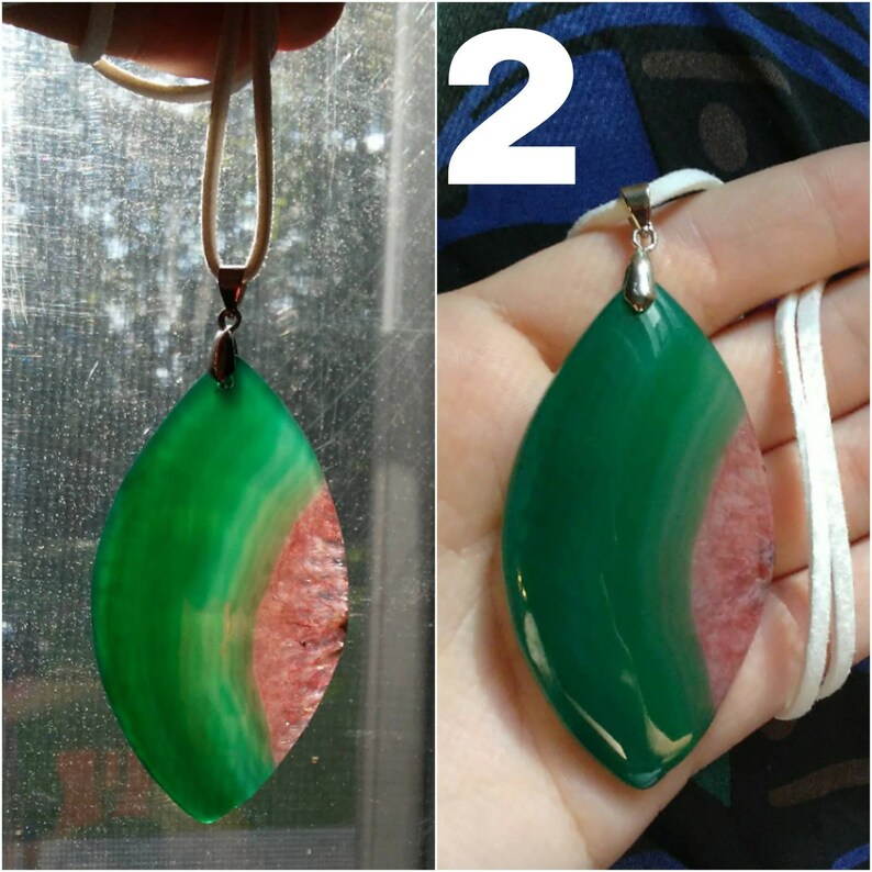Gorgeous Watermelon Agate Geode Crystal Pendant Necklace. 10 Different ...