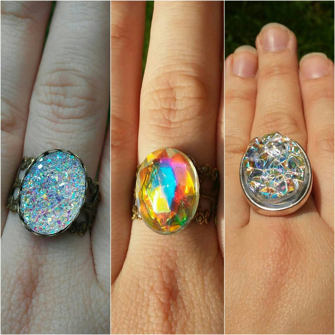 Unique, Sparkle Rainbow Rings. 3 Different Styles to Choose From. - Etsy