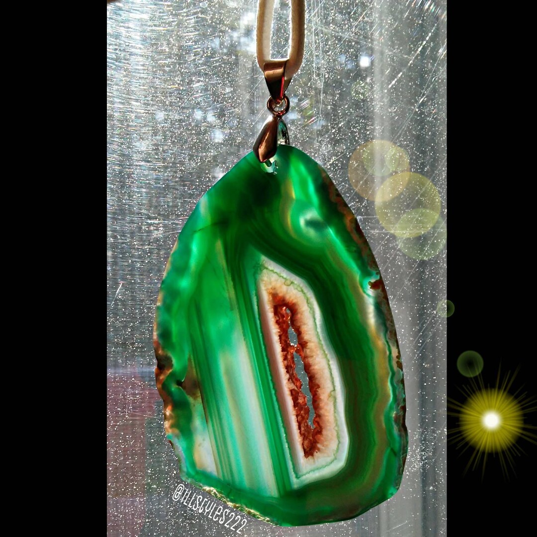 Gorgeous Watermelon Agate Geode Crystal Pendant Necklace. 7 Different ...