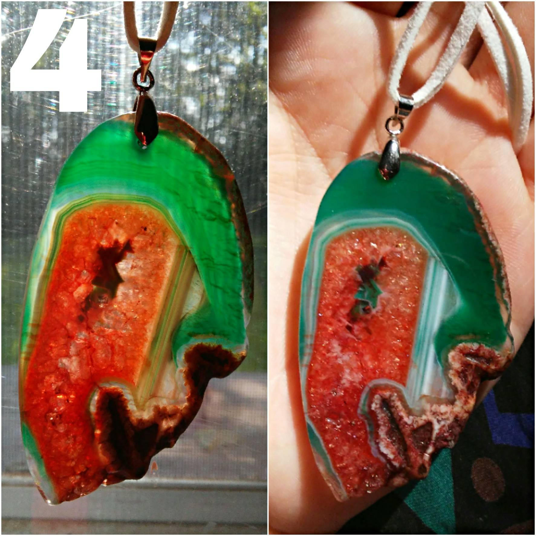 Gorgeous Watermelon Agate Geode Crystal Pendant Necklace. 7 Different ...