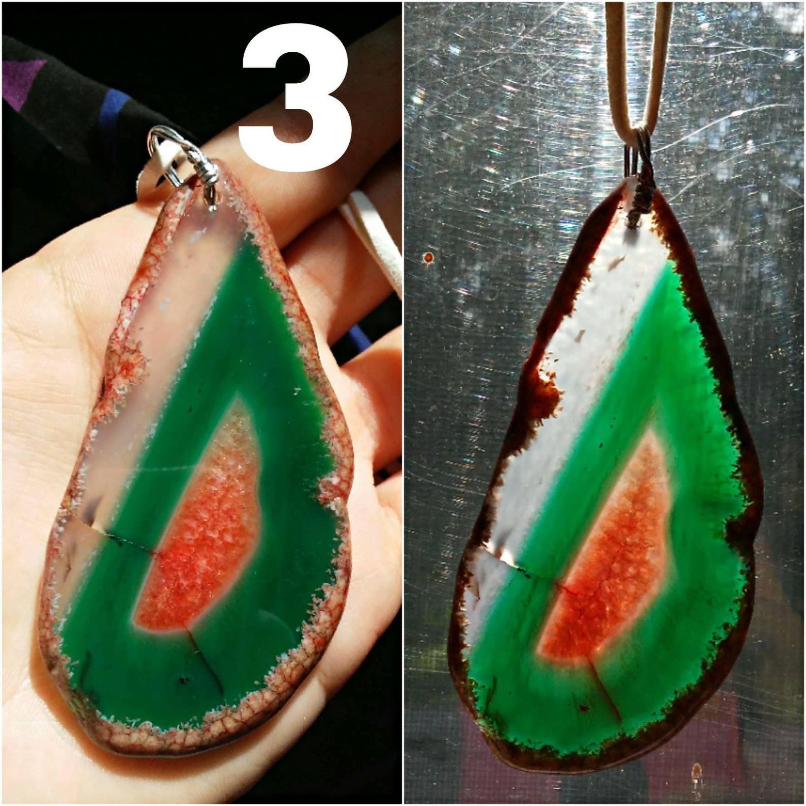 Gorgeous Watermelon Agate Geode Crystal Pendant Necklace. 7 | Etsy