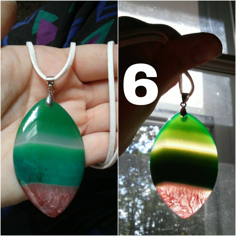 Gorgeous Watermelon Agate Geode Crystal Pendant Necklace. 10 Different ...
