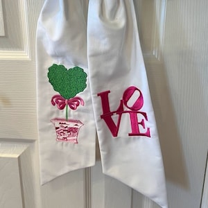Valentine Topiary Wreath Sash, Heart Topiary Sash, LOVE Wreath Sash ...