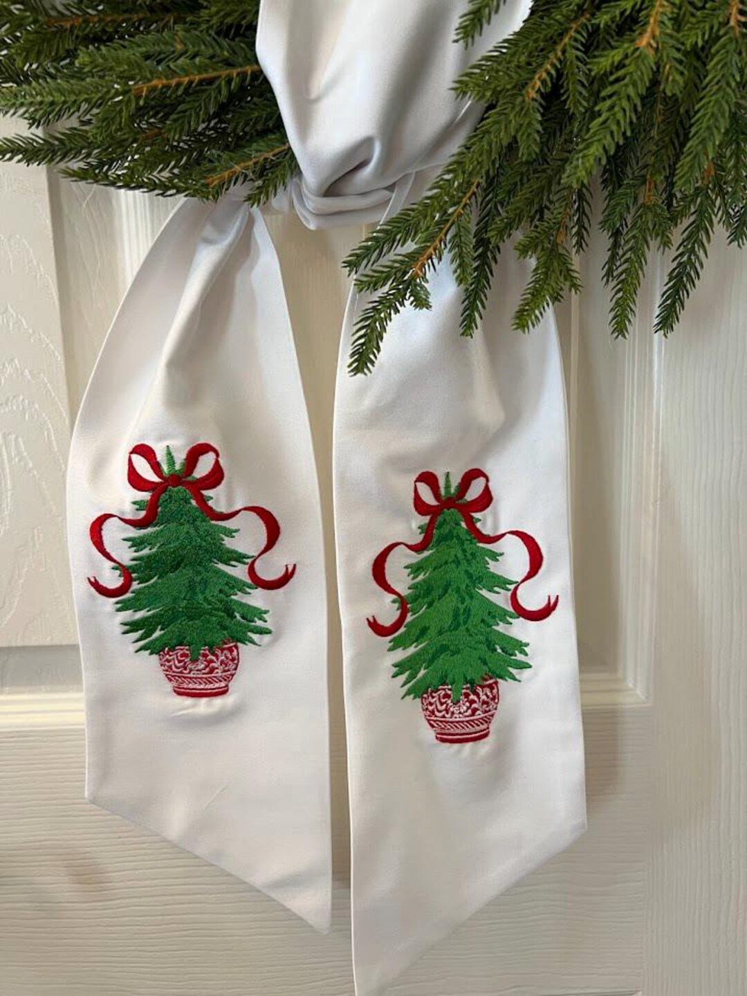 Chinoiserie Christmas Tree Wreath Sash - Etsy