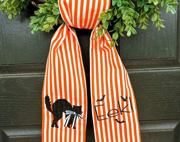 Halloween Black Cat Wreath Sash, Halloween Wreath Sash - Etsy