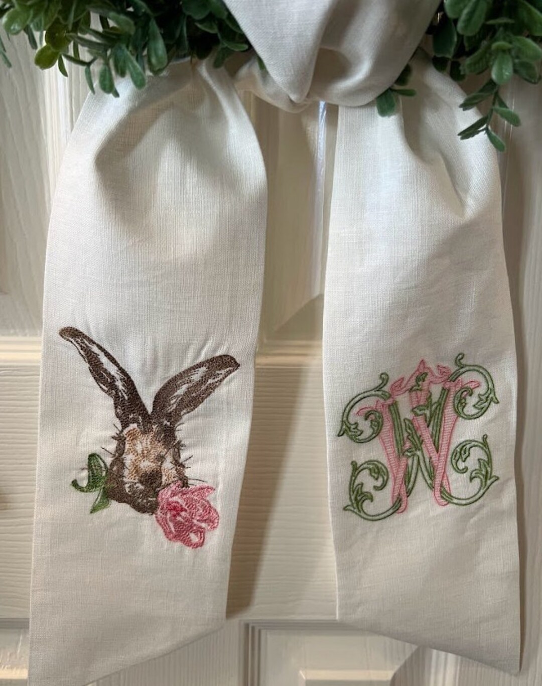 Spring Rabbit Wreath Sash, Personalized Easter Wreath Sash, Easter ...