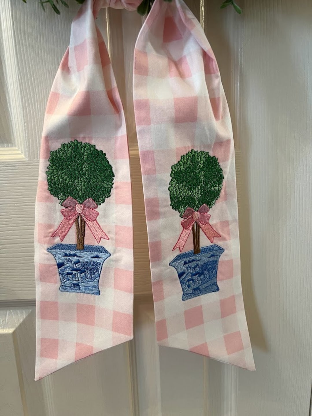 Spring Topiary Wreath Sash, Easter Wreath Sash, Topiary With Bow Wreath ...