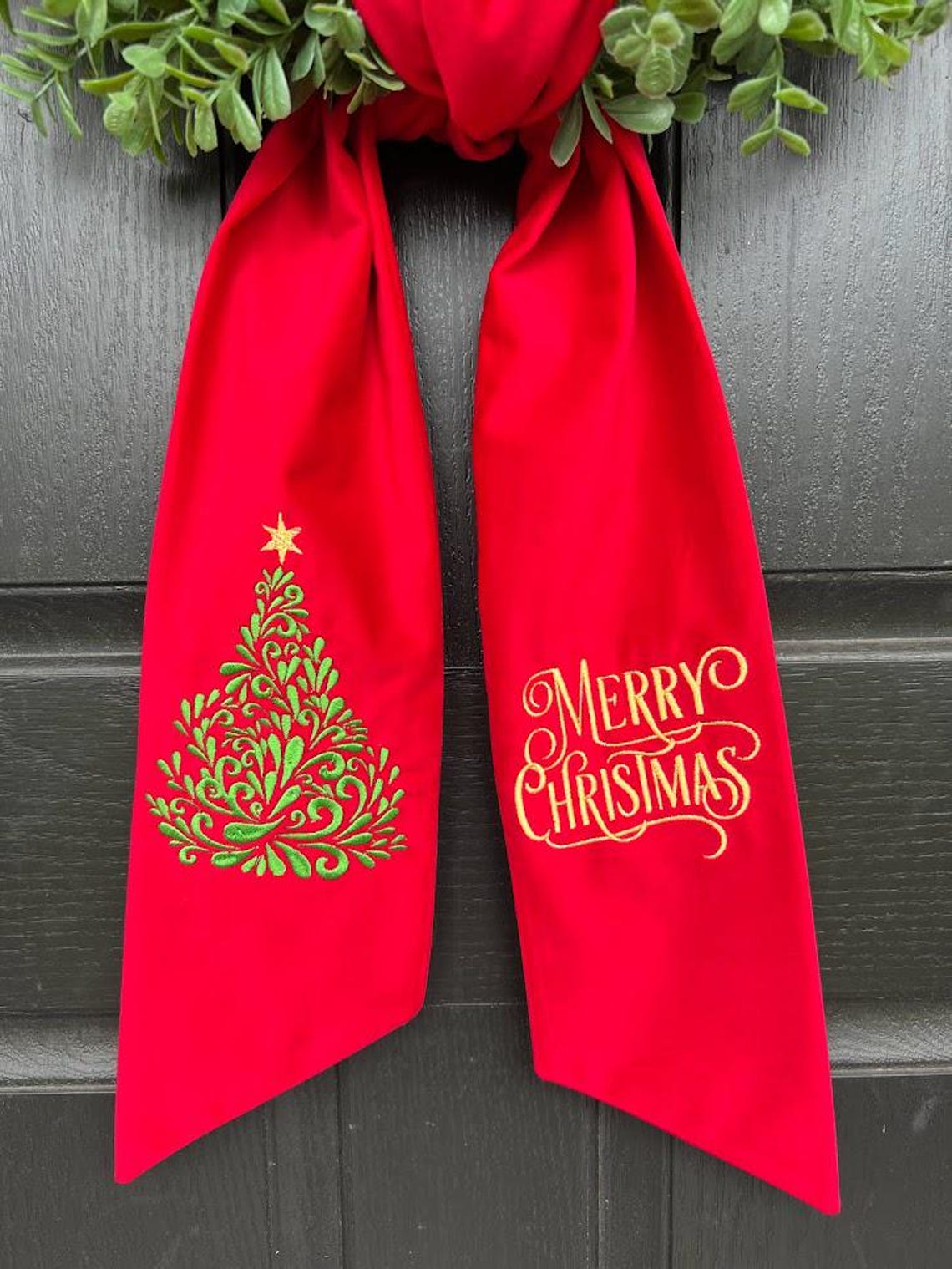 Christmas Tree Wreath Sash, Elegant Christmas Wreath Sash - Etsy