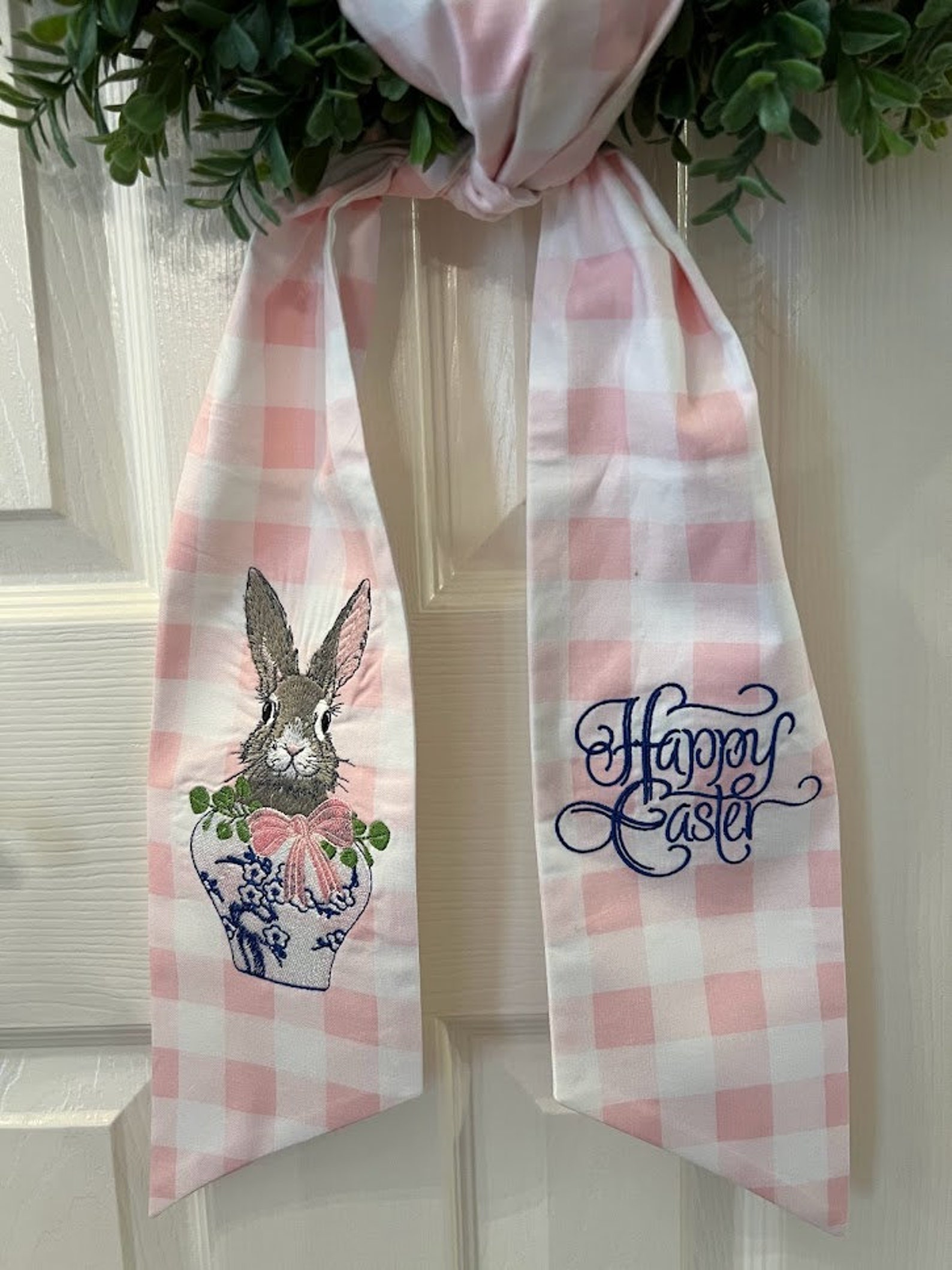 Spring Wreath Sash, Easter Wreath Sash, Bunny Wreath Sash, Chinoiserie ...