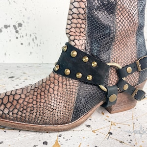 Black Studded Leather Boot Strap Boot Harness Motorcycle - Etsy