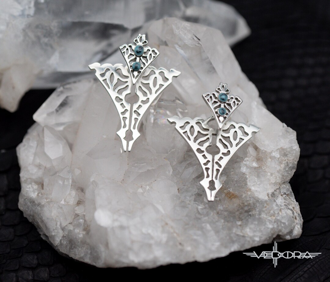 Silver Triangle Ear Hangers, Geometric Tribal Ear Weights - Etsy