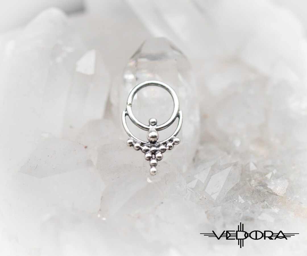 Sterling Silver Crescent Moon Septum Ring, Hand-forged Body Jewelry - Etsy