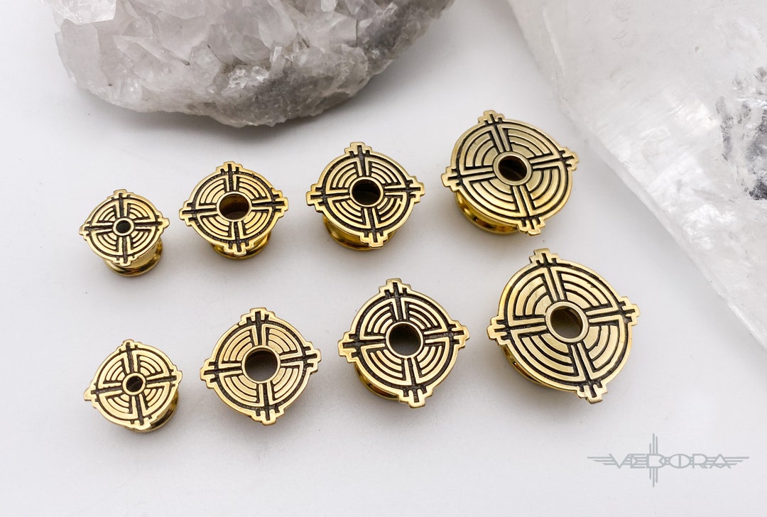 Ear Tunnels Brass Tunnels Tribal Ear Tunnels Ear Plug Brass Plug Gauge ...