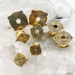 Ear Tunnels Brass Tunnels Tribal Ear Tunnels Ear Plug Brass Plug Gauge ...