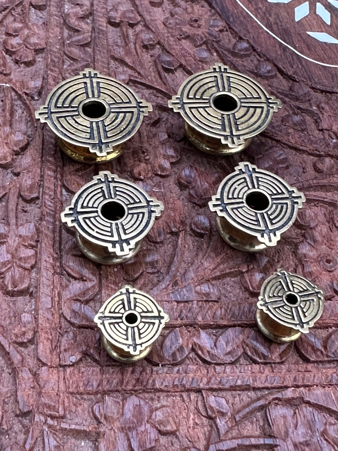 Gold Gauged Earrings, Gold Tunnel Plugs, Plug Earring, Earring for ...