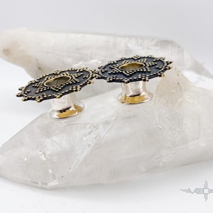 A Pair of 17 Mm Gold Star Plug Earrings, Large Ornate Spike Plug Gauge ...