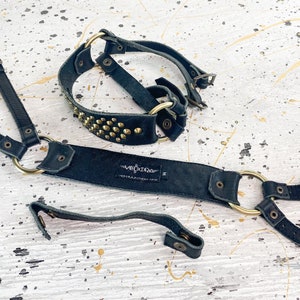 Black Gold Leather Bootstrap Studded Boot Harness Motorcycle - Etsy