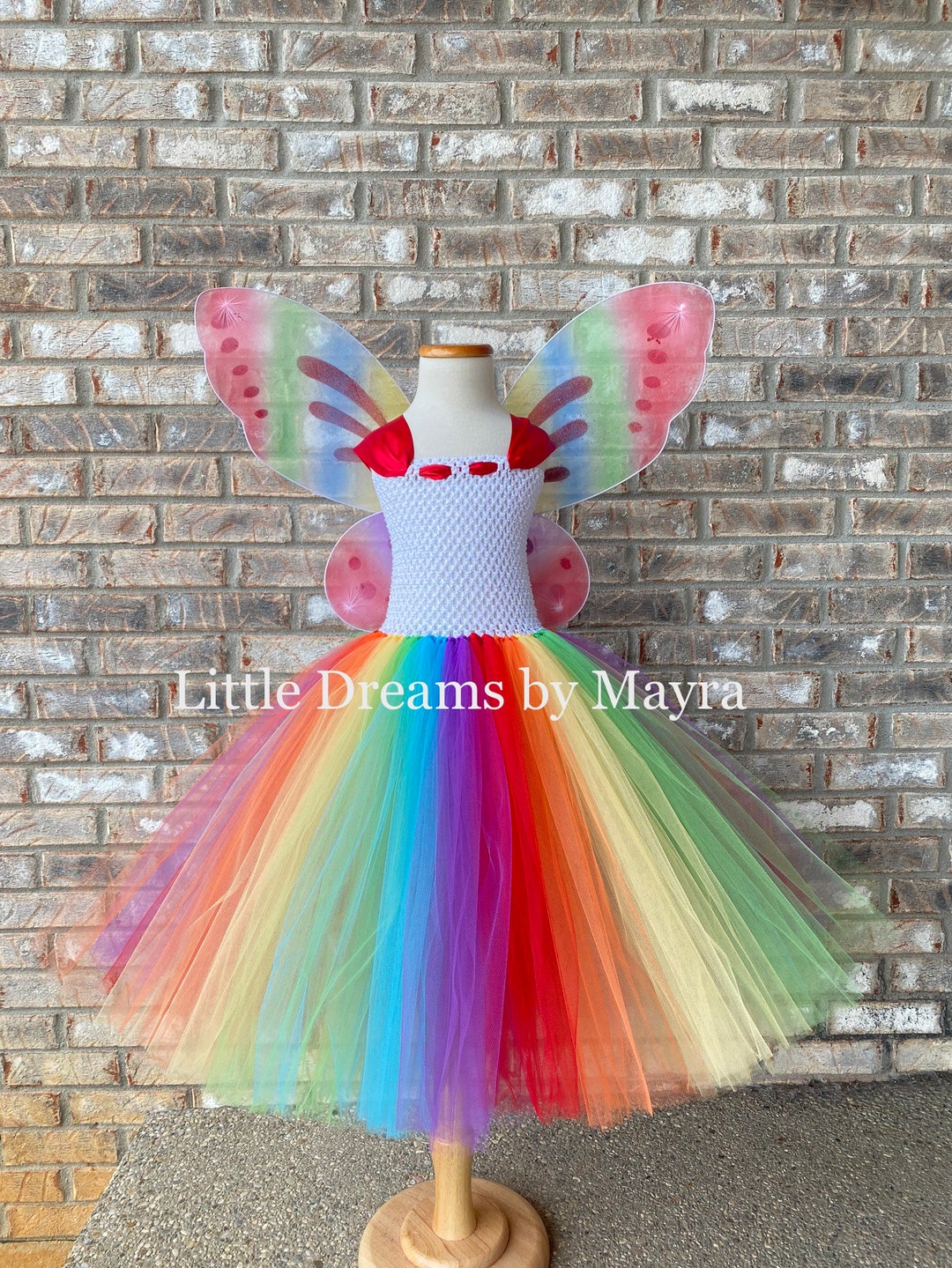 Bright Rainbow Butterfly Tutu Dress With Wings, and Hairpiece, Princess ...