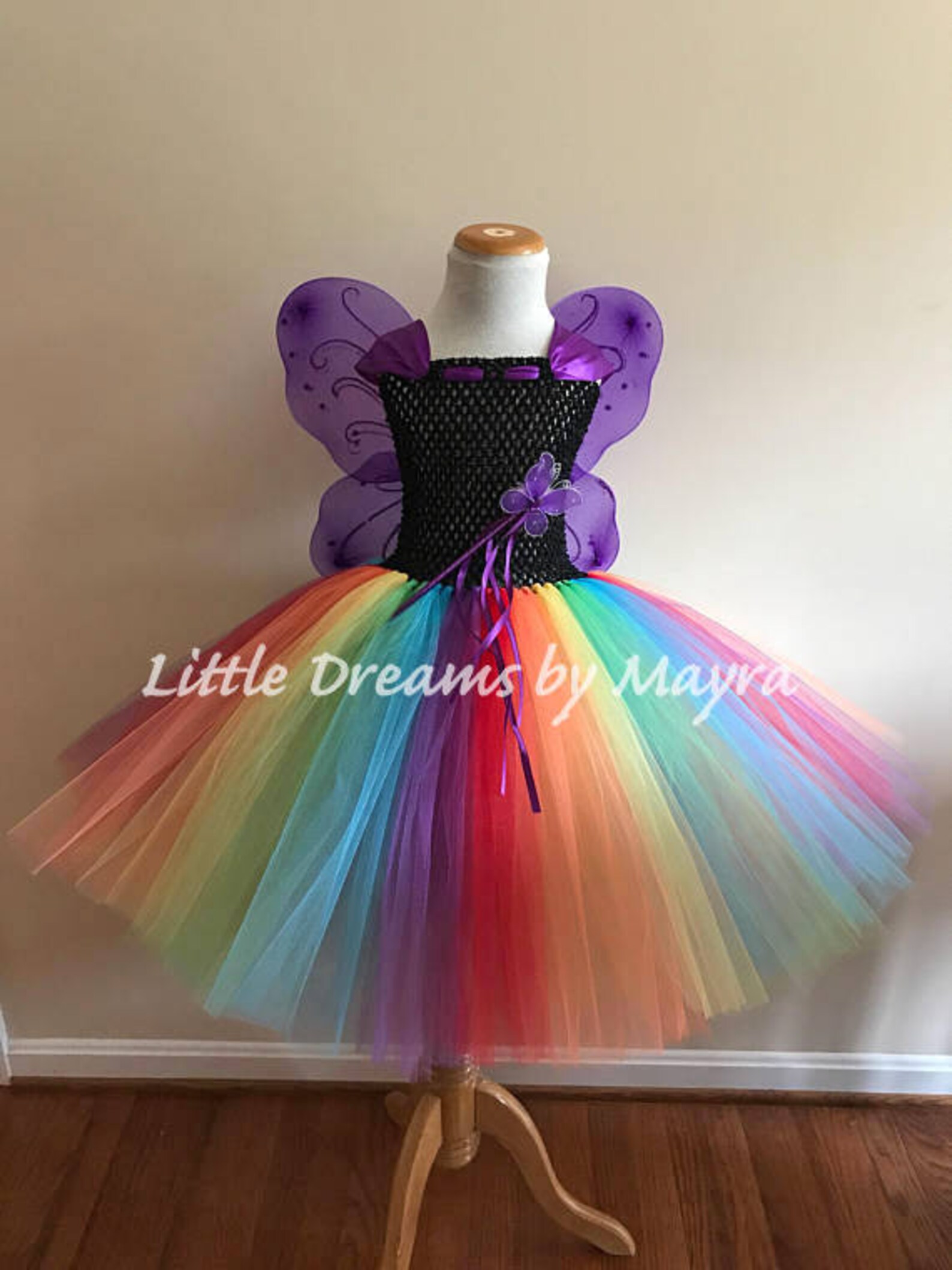 Rainbow Butterfly Tutu Outfit, Halloween Butterfly With Wings, Wand and ...