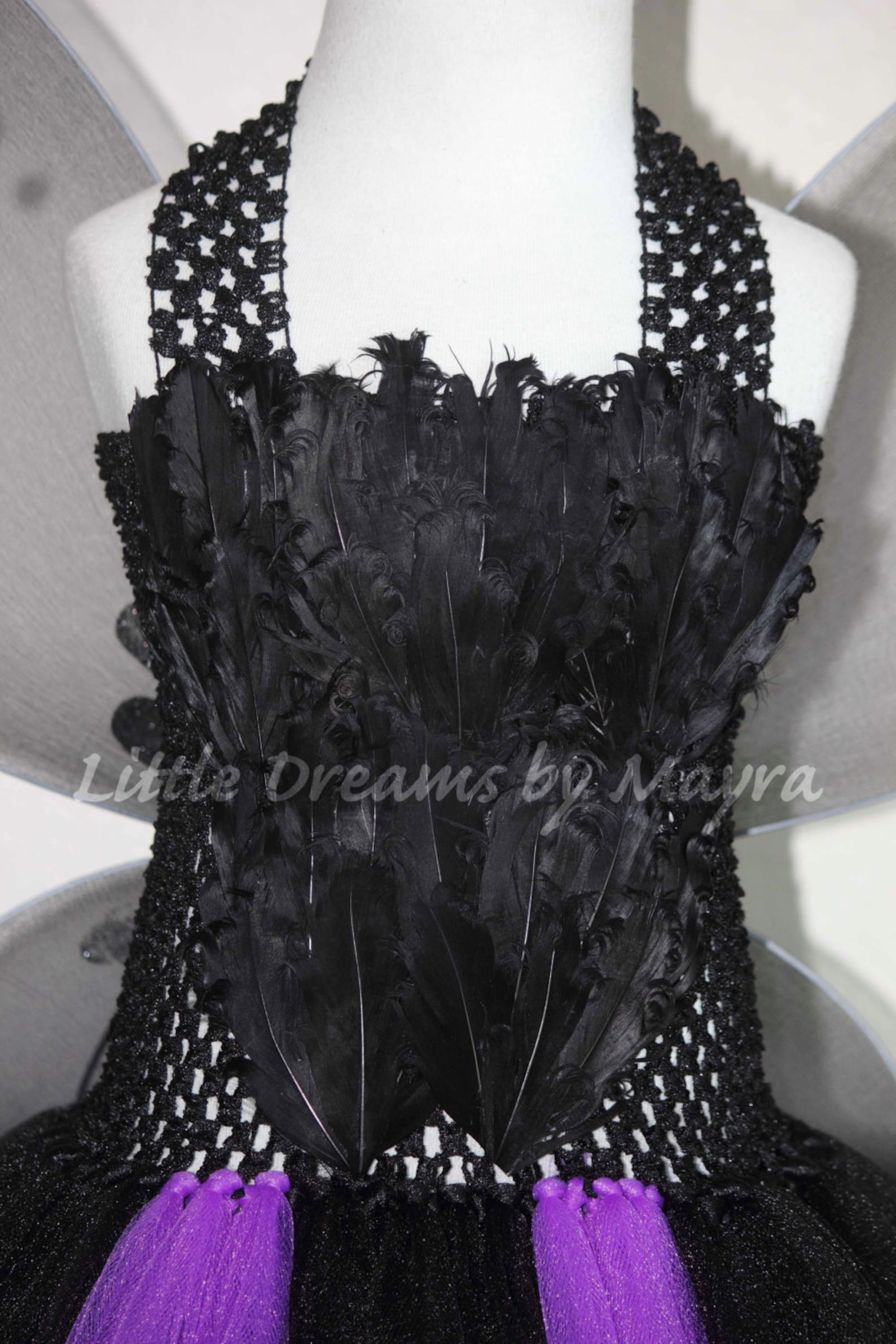 Gothic Tutu Dress With Feathers - Black Tutu Dress - Wicked Witch Tutu ...