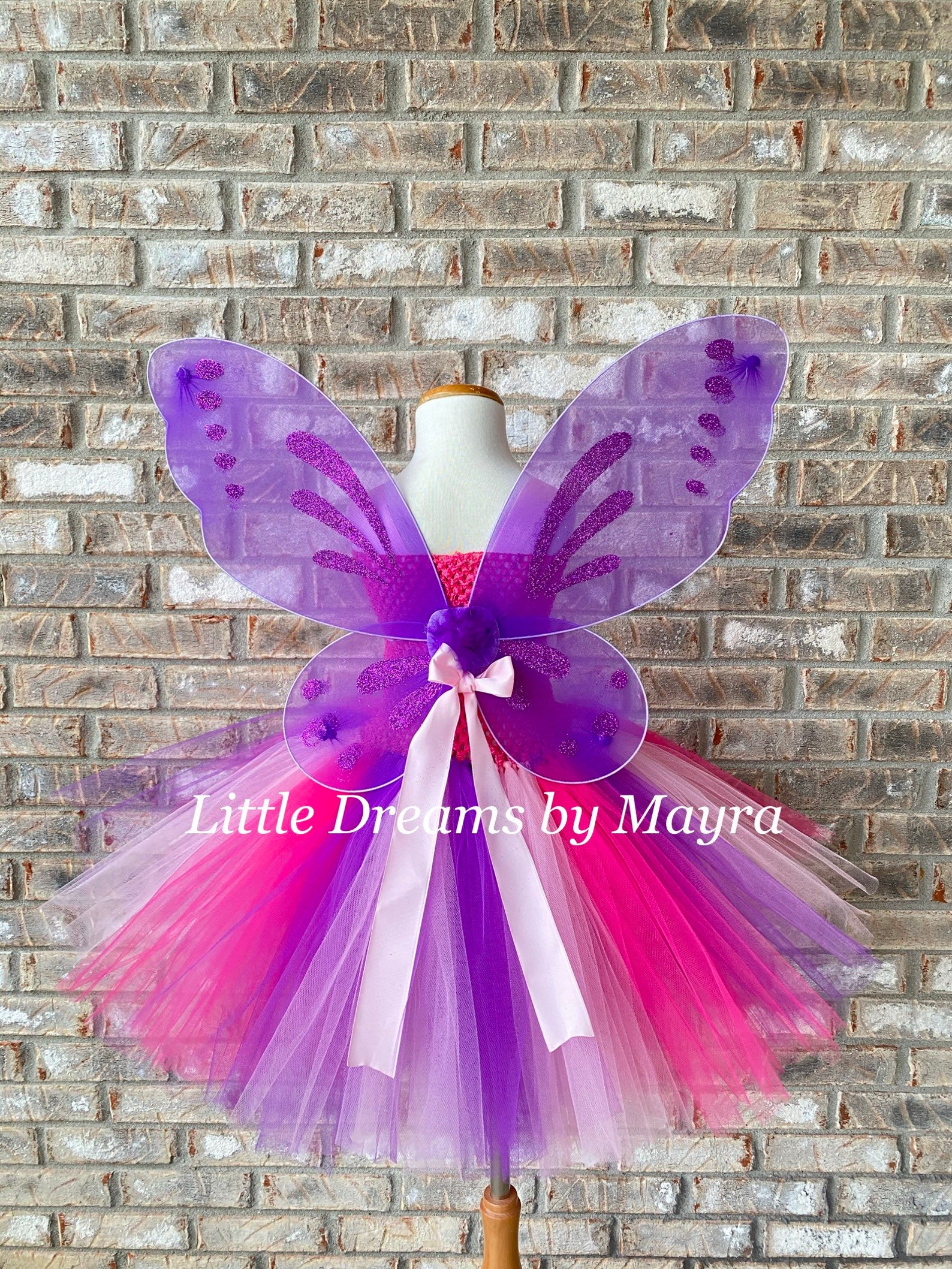 Affordable Hot Pink and Purple Butterfly Tutu Dress With Wings and ...