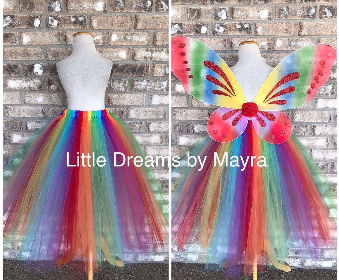 Rainbow Butterfly Tutu Skirt and Wings, Rainbow Butterfly Birthday ...
