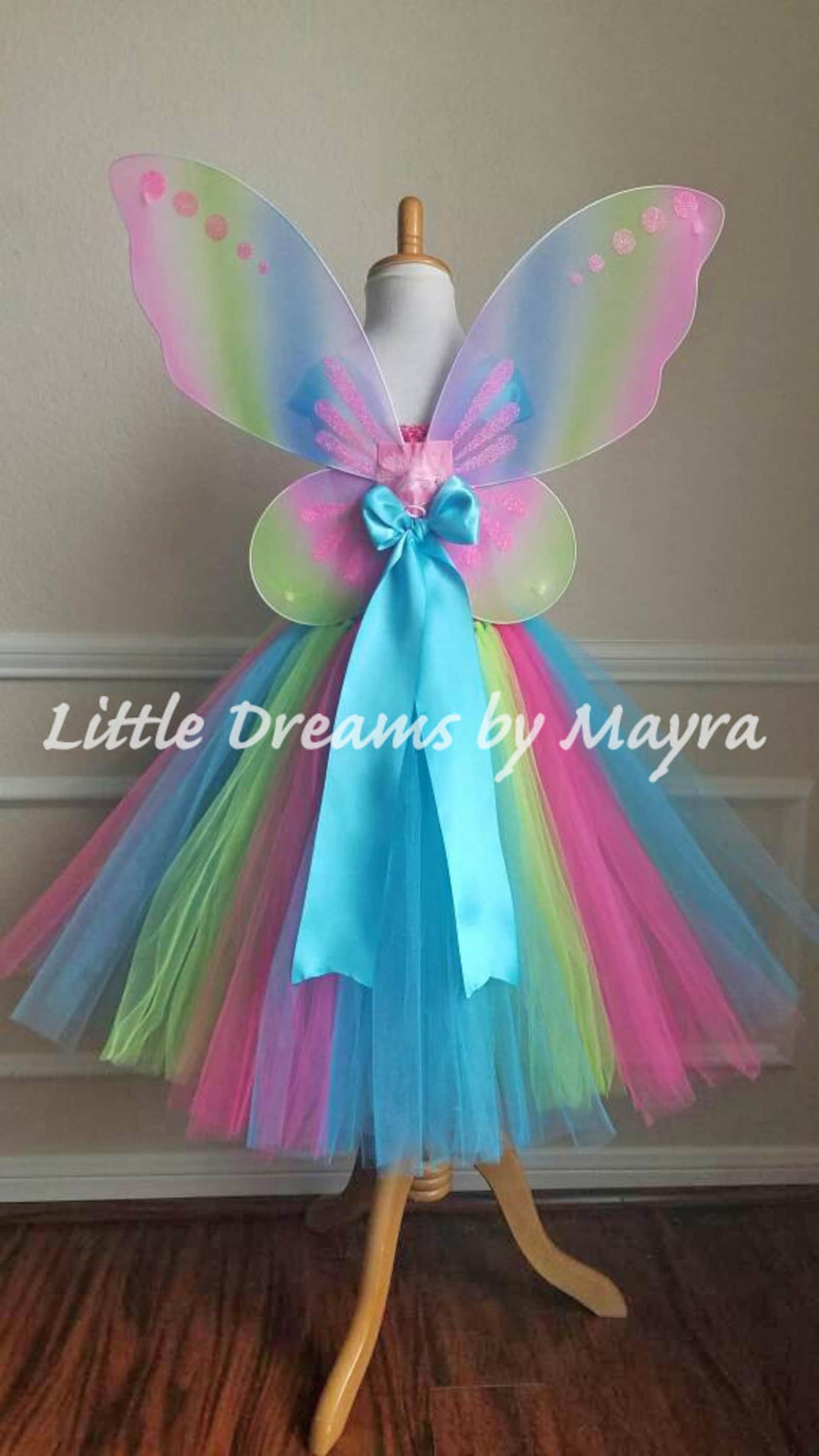 Affordable Rainbow Butterfly Tutu Dress With Wings, Wand and Hairclip ...