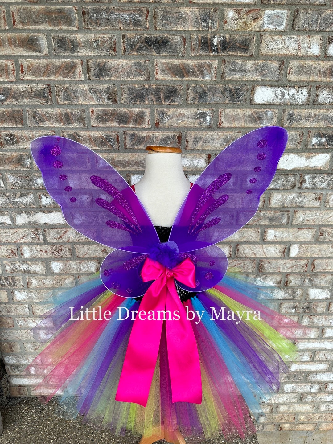 Affordable Neon Rainbow Butterfly Tutu Dress With Wings and Hairpiece ...