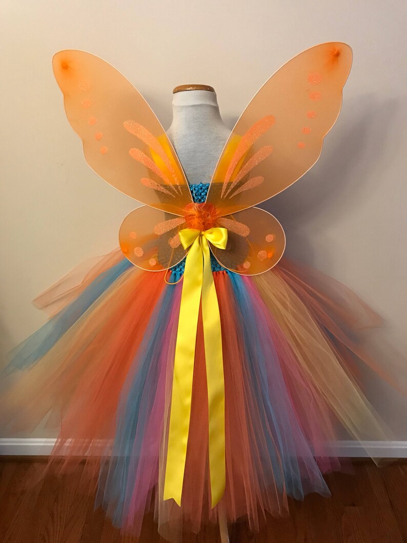 Affordable Orange Butterfly Tutu Dress With Wings, Wand and Hairclip ...