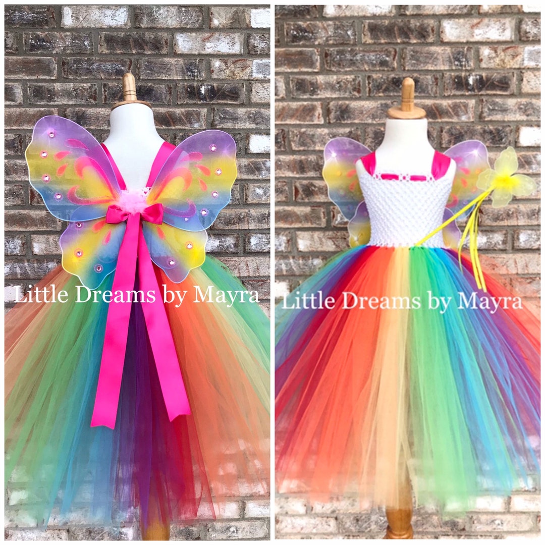 Affordable Rainbow Butterfly Tutu Dress With Wings, Wand and Hairclip ...
