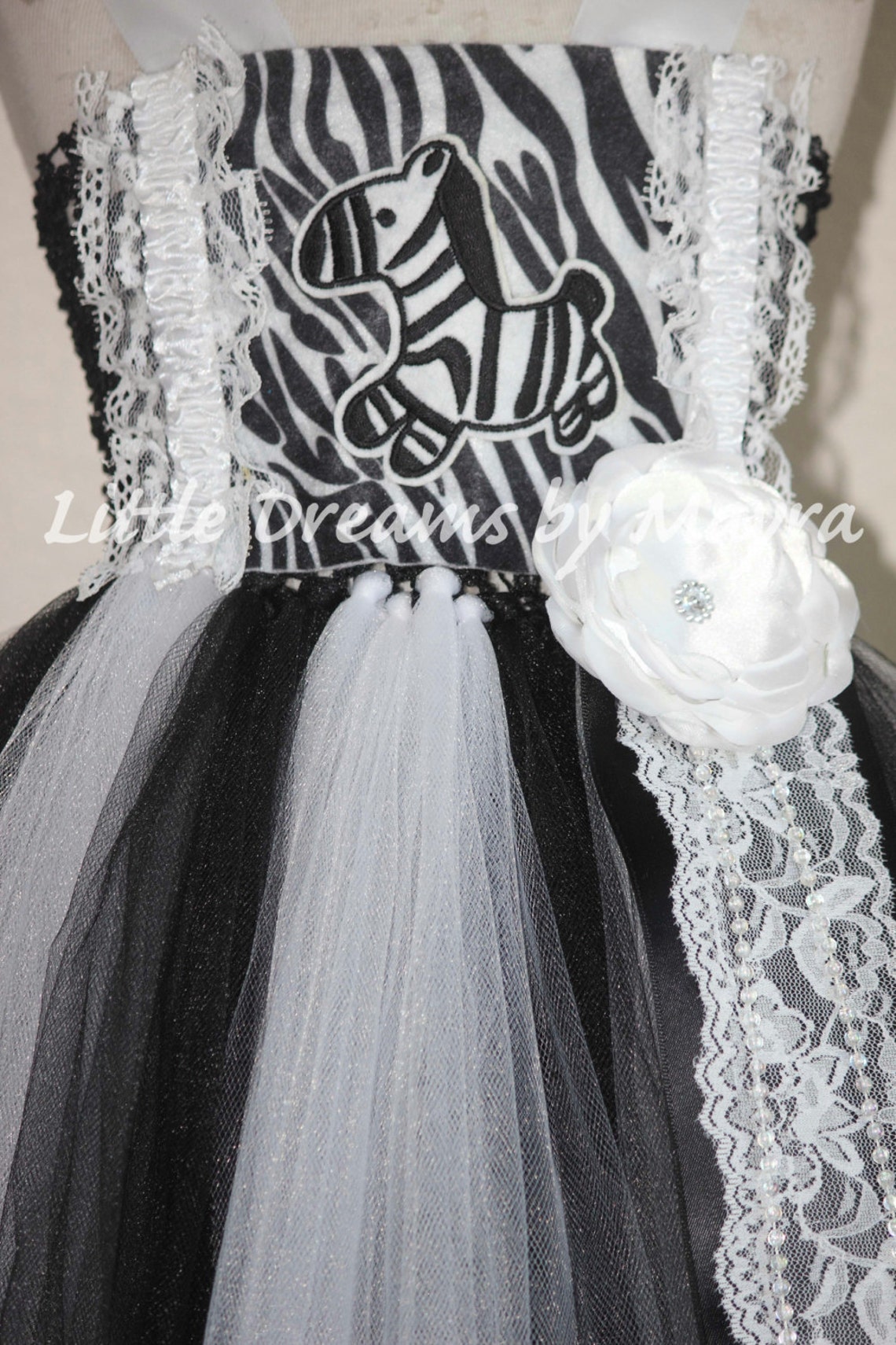 Zebra Birthday Party Tutu Dress and Matching Hair Piece | Etsy