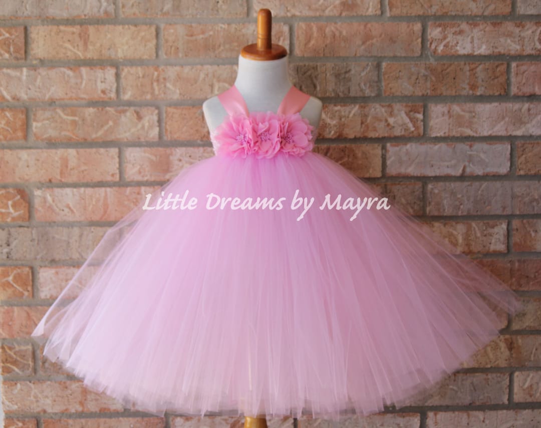 Pink Puffy Tutu Dress and Matching Hairpiece, Flower Girl Tutu Dress ...
