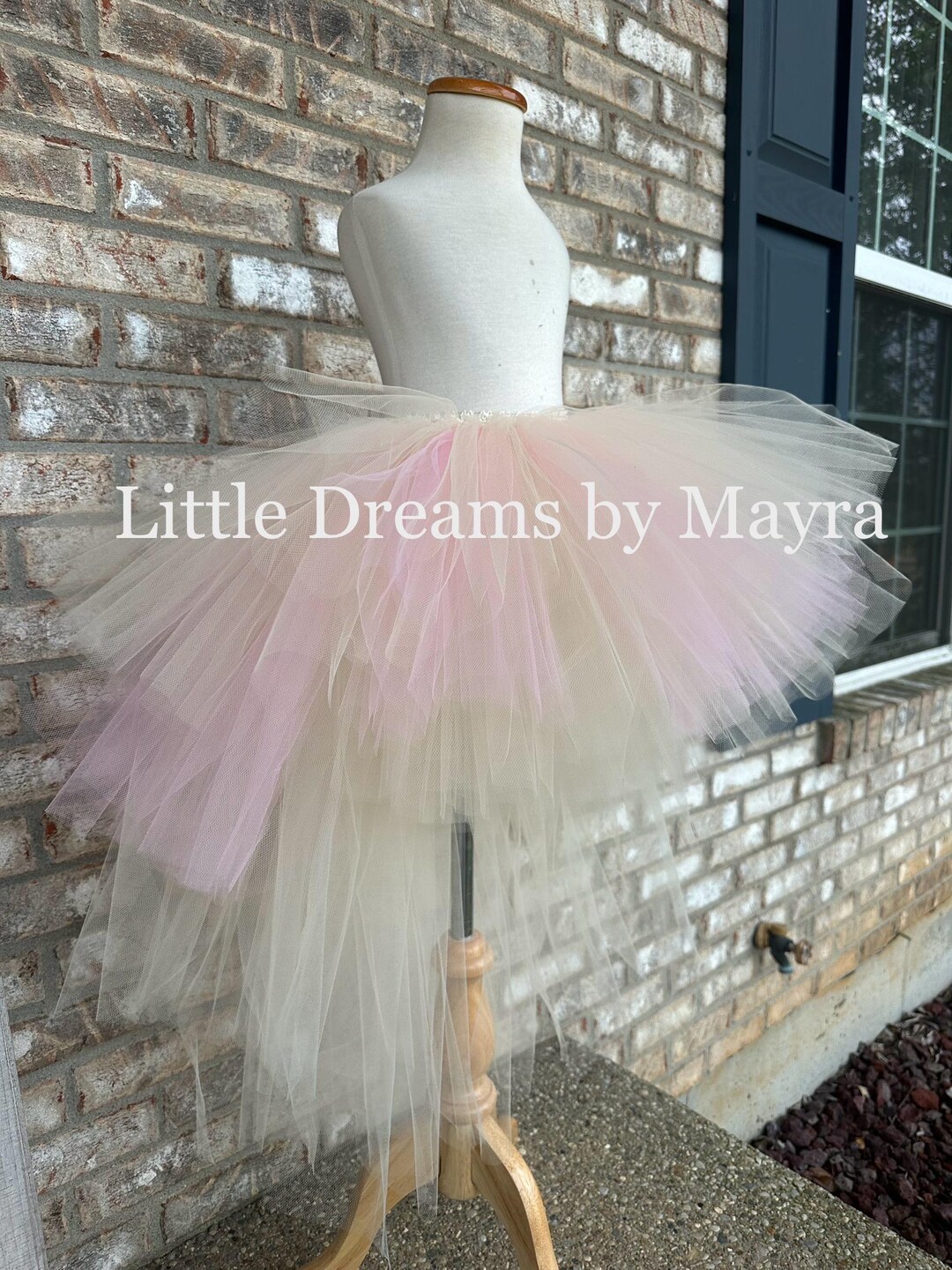 High Low Tutu Skirt, Beige and Pink Tutu Skirt, Toddler Tutu, Girl Tutu ...