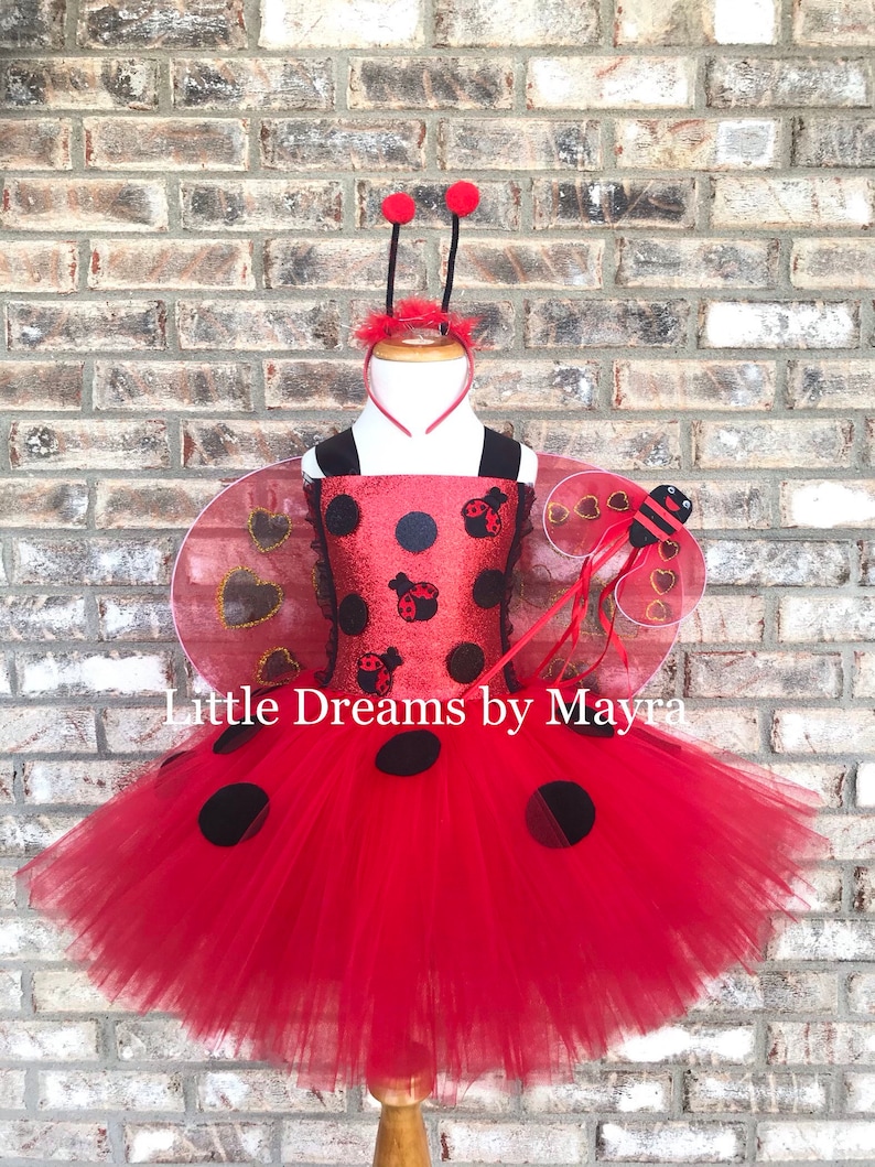 Ladybug Tutu Outfit With Wand, Wings and Antena Headband, Ladybug ...