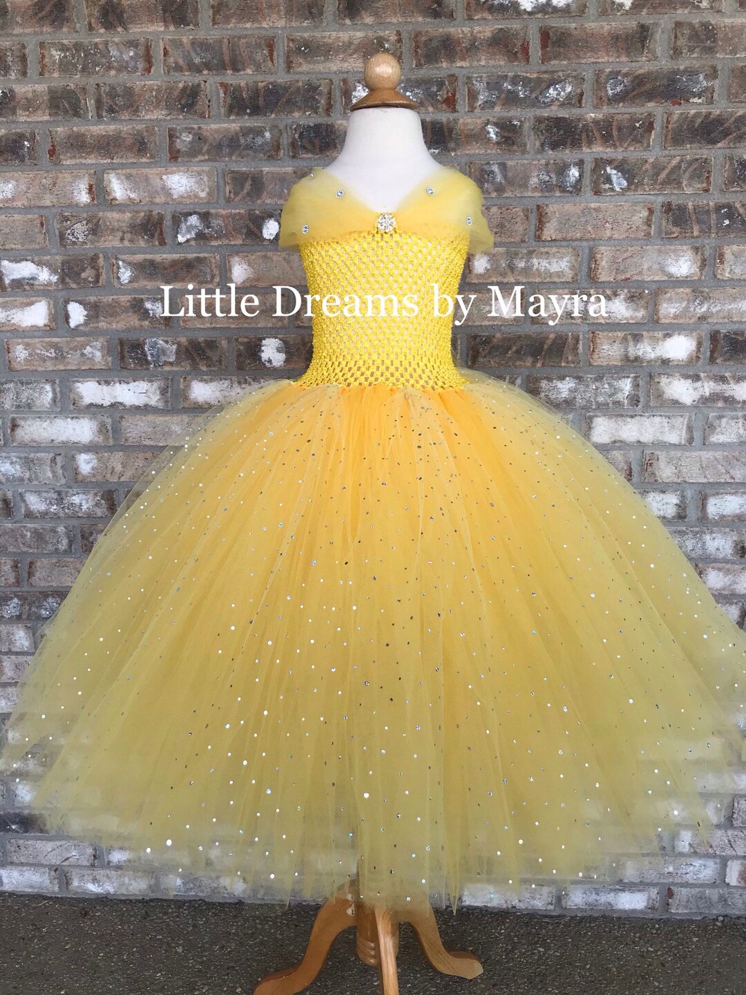 Yellow Princess Tutu Dress, Sparkly Yellow Princess Birthday Outfit ...