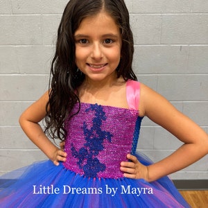 Fun Fashion Tutu Dress, Navy and Hot Pink Tutu Dress, High Low Tutu ...