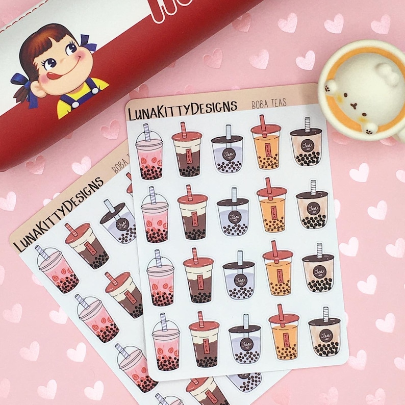 Boba Tea Sticker Sheet Kawaii Boba Teas Boba Planner Sticker - Etsy