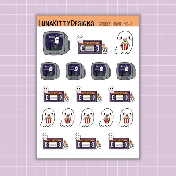 Spooky Movie Night Sticker Sheet Halloween Journal Stickers | Etsy