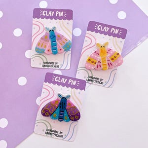 Cute Handmade Polymer Moth Pin, Hand Painted Moth, - Etsy
