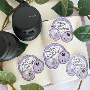Emotional Support Headphones Vinyl Sticker - Etsy
